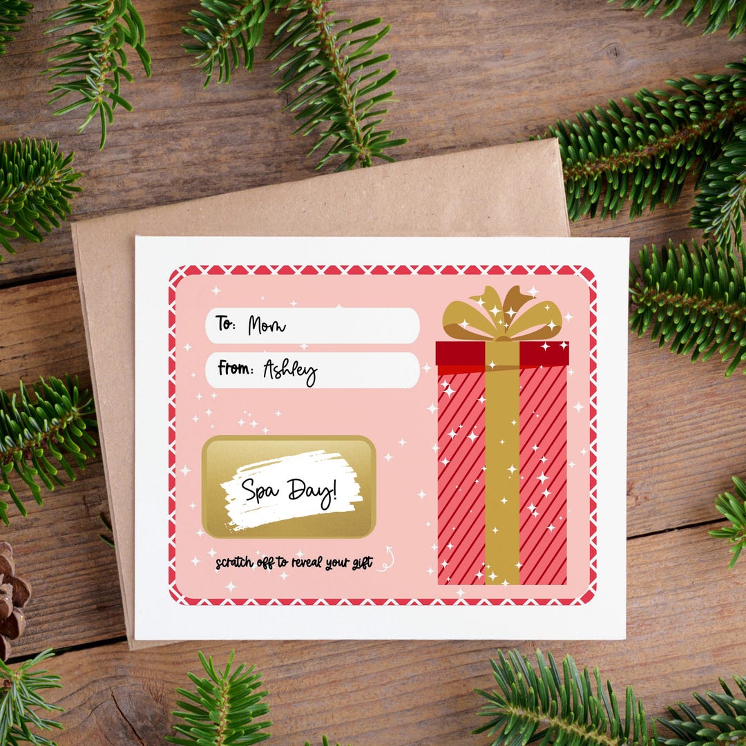 3 PK DIY Text Scratch off Christmas Holiday Gift Card | Personalized ...