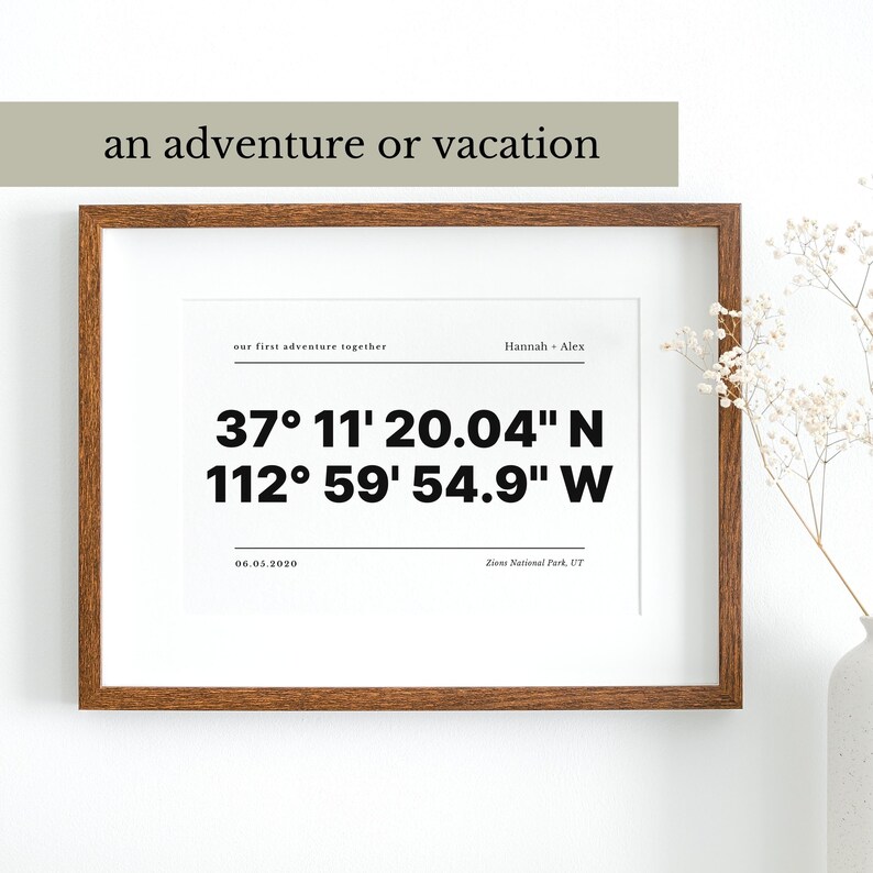 Personalized GPS Print | Custom Location Gift for Couples Wedding ...
