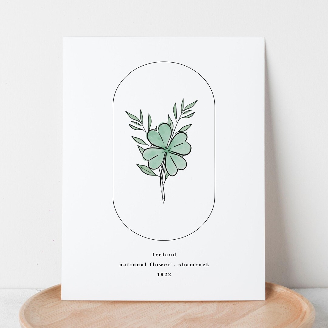 Ireland National Flower Printable | Shamrock Art Digital Wall Decor - Etsy