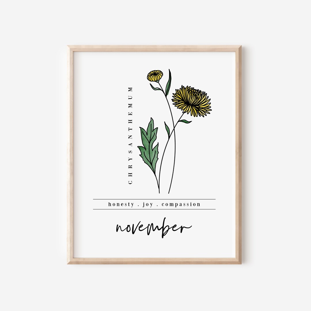 November Chrysanthemum Birth Flower Digital Art Printable - Etsy