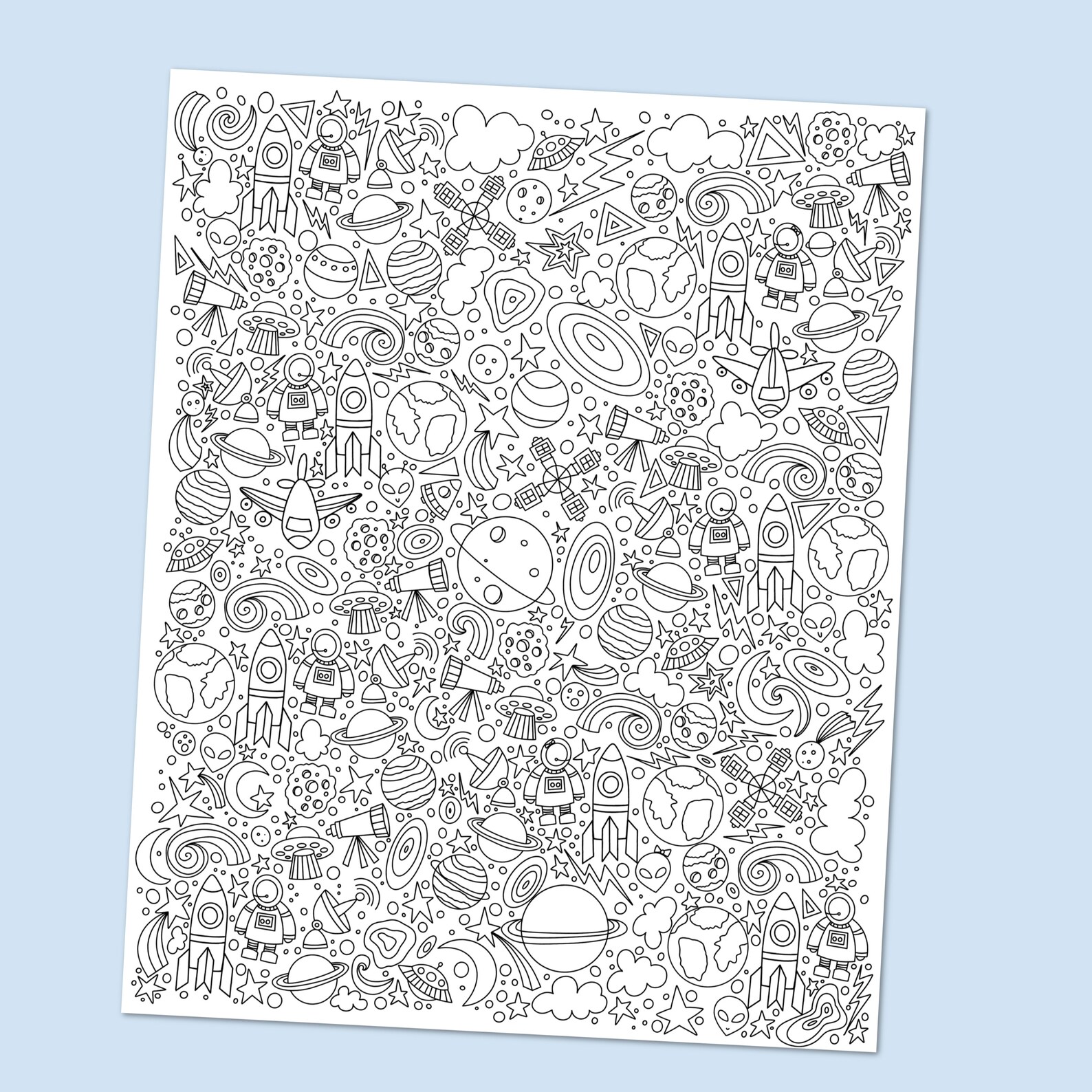 Space Astronomy & Science Hand-drawn Coloring Page Printable | Etsy