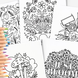 50 Coloring Pages | Botanical Digital Coloring Book Floral ...