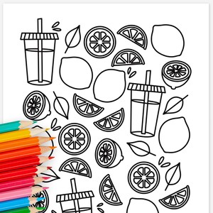 Lemonade & Lemons 3 PK Printable Coloring Page | Hand-drawn Coloring ...