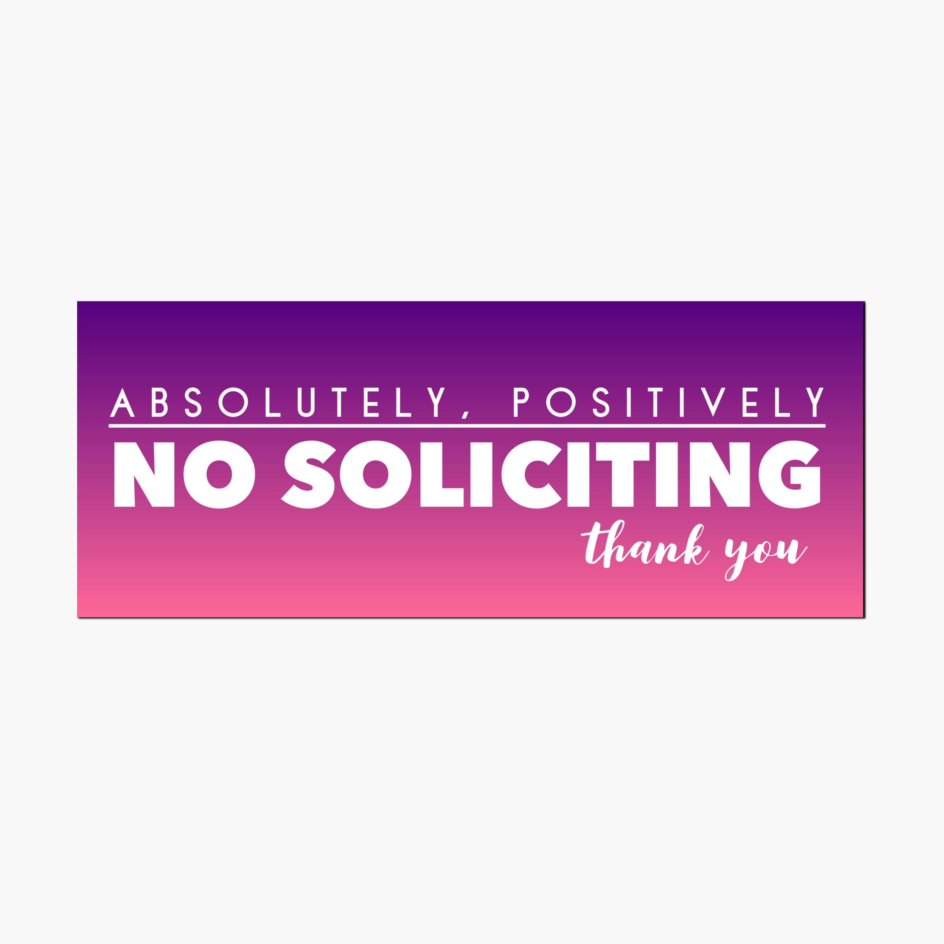 Absolutely No Soliciting Front Door Magnetic Sign 2X5.5 | Etsy