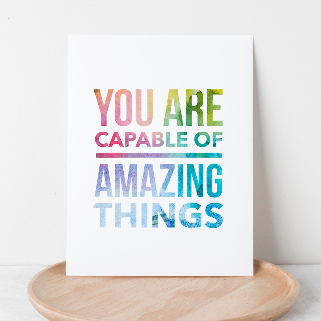 You Are Capable of Amazing Things | Watercolor Rainbow Art Digital ...
