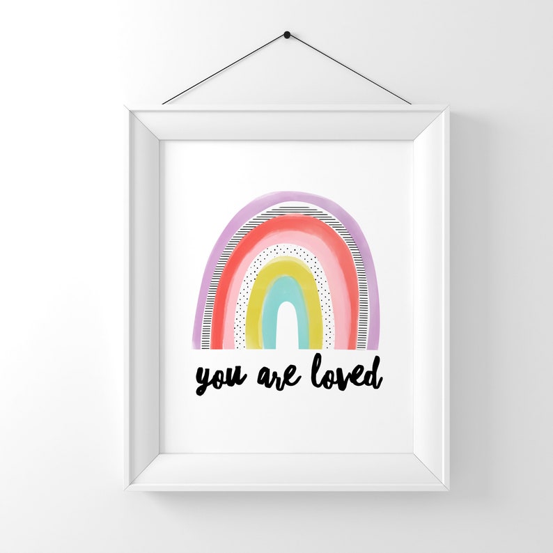 You Are Loved Watercolor Rainbow Digital Printable | Etsy