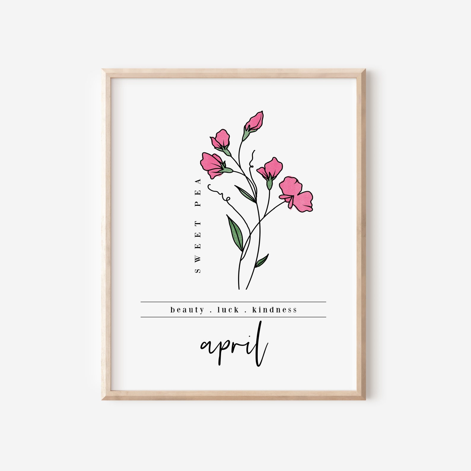 April Sweet Pea Birth Flower Digital Art Printable | Etsy