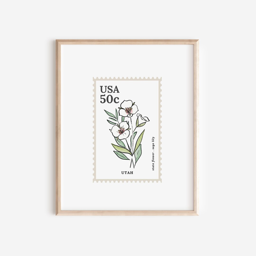 Utah US State Flower Stamp | Sego Lily Watercolor Floral Art Printable ...