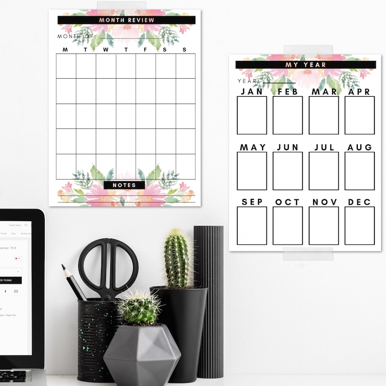 Watercolor Floral Planner Printables | Set of 9 Daily Weekly Monthly ...