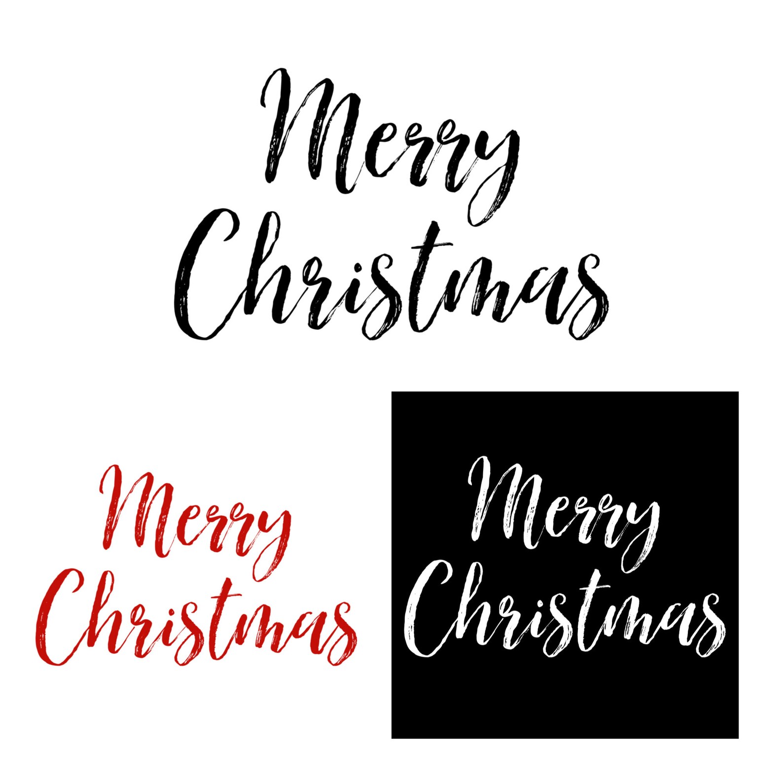 Merry Christmas Text Overlay | Black White & Red | Script Font - Etsy
