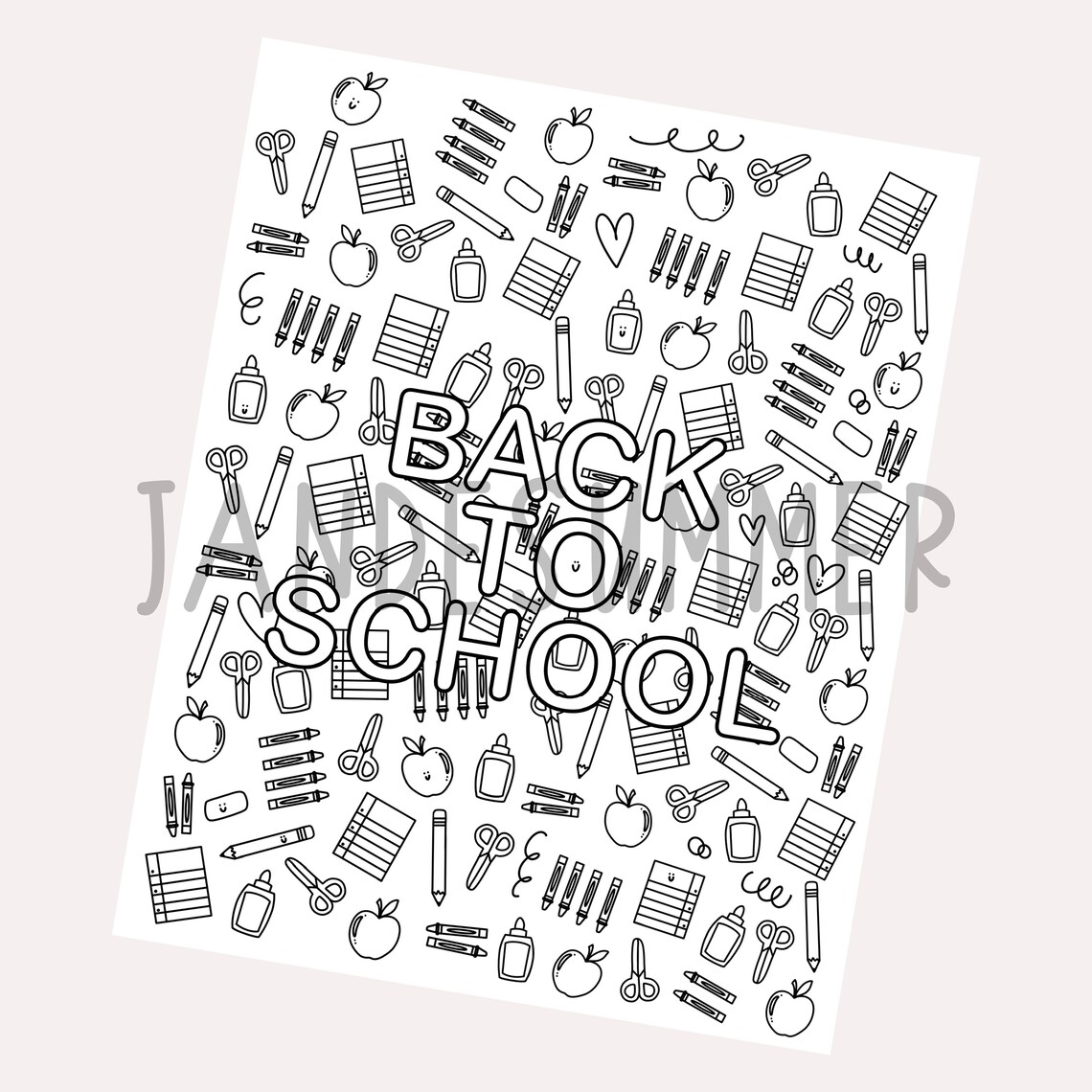 Back to School Hand-drawn Coloring Page Print & Color | Etsy