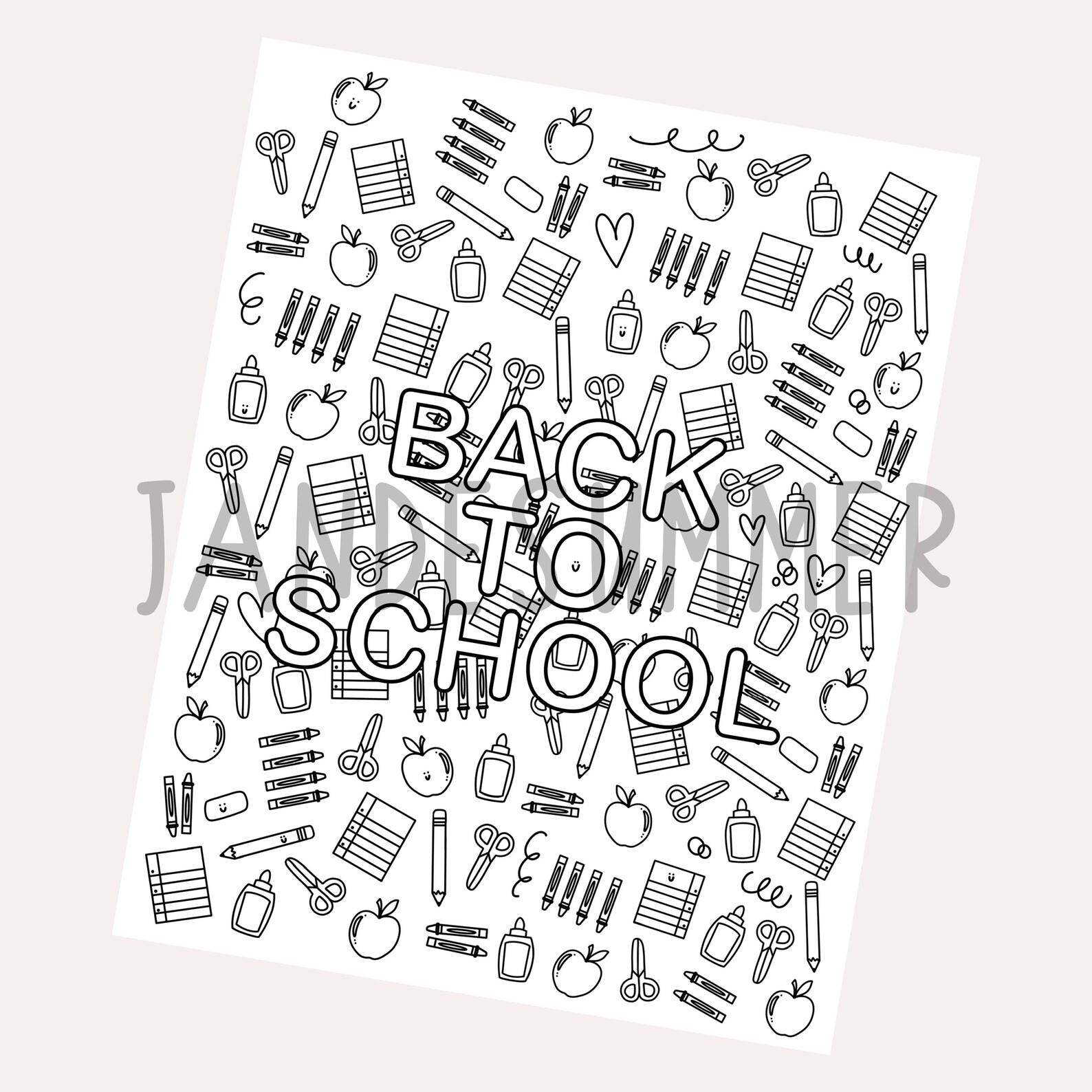 Back to School Hand-drawn Coloring Page Print & Color | Etsy