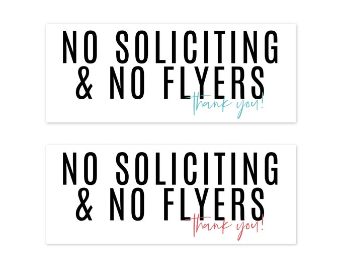 No Soliciting & No Flyers Thank You Magnetic Sign 2 Color - Etsy