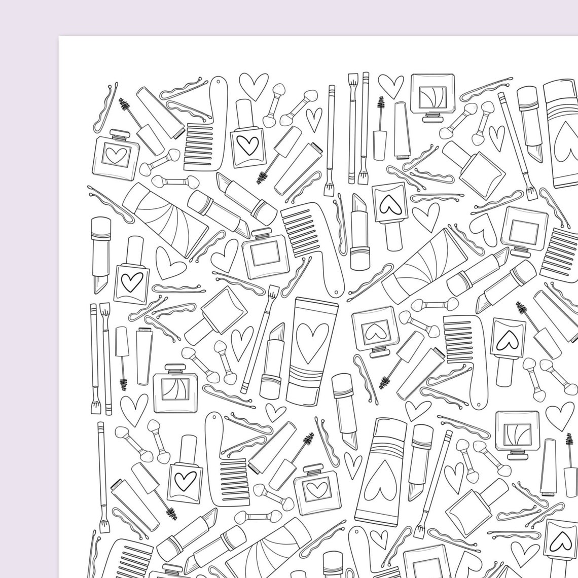 Personalized Coloring Page Make up & Cosmetics | Etsy