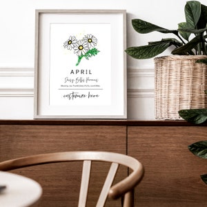 April Birth Flower Daisy | Personalized Digital Printable | Watercolor ...