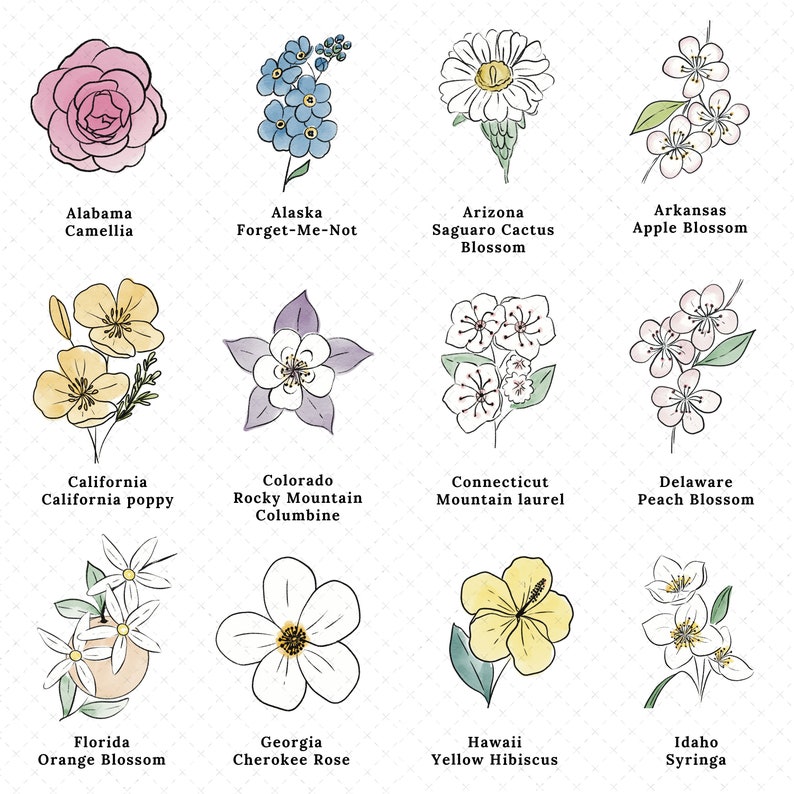 Custom Couples State Flower Printable - Etsy