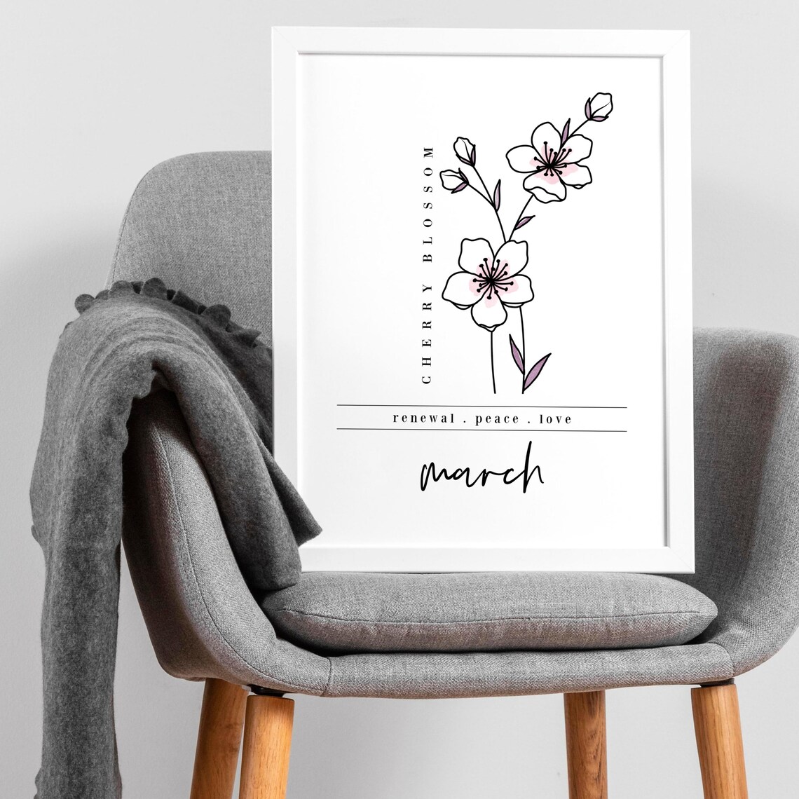 March Cherry Blossom Birth Flower Digital Art Printable | Etsy