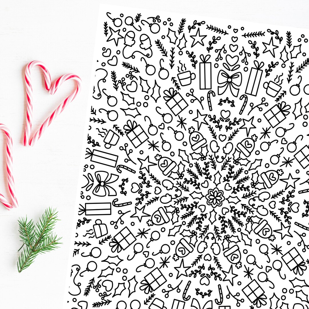 Winter Holiday Coloring Page | Hand Drawn Christmas Digital Printable ...