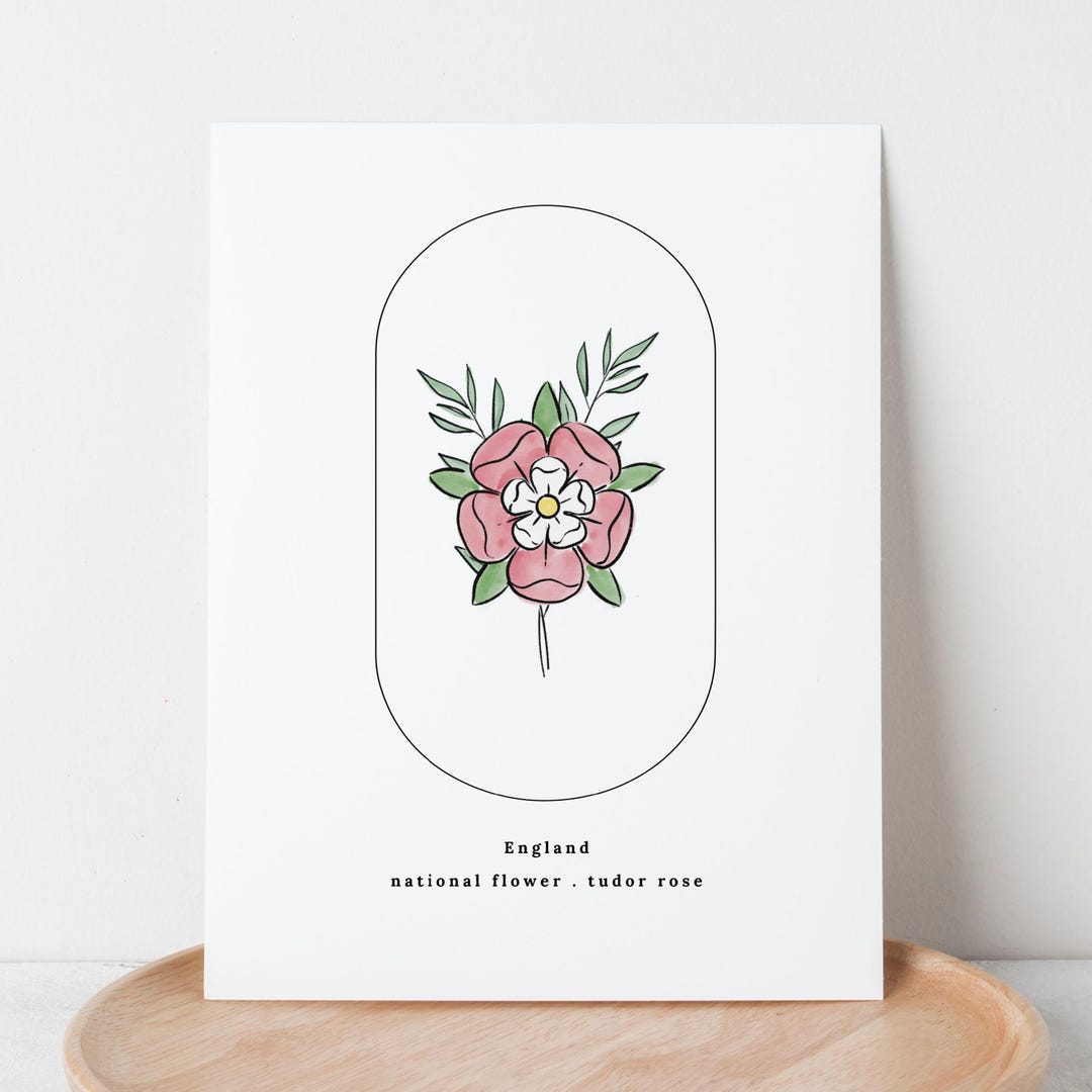 England National Flower Printable | Tudor Rose Watercolor Floral Art - Etsy