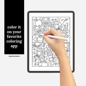 90's Nostalgia Coloring Page Digital Printable | Arcade Game Disk ...