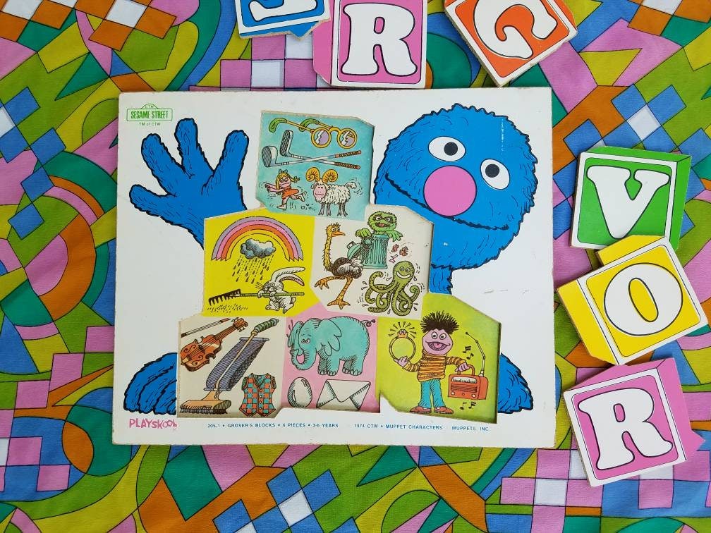 Vintage Grover From Sesame Street Children's Puzzle by Playskool 1974 ...