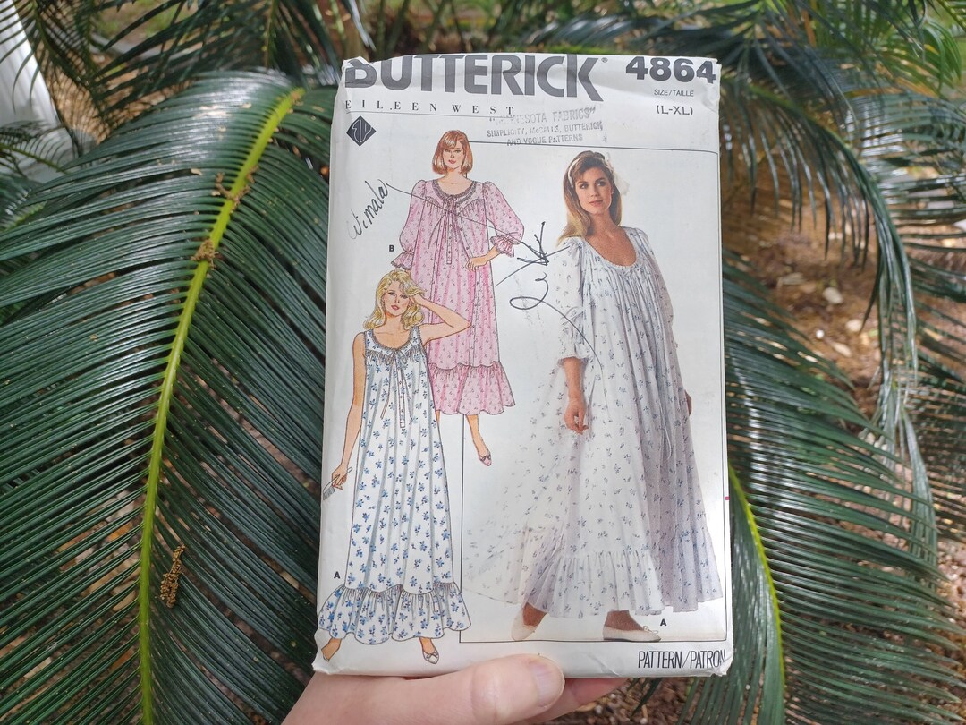 Romantic Eileen West Long Nightgown & Robe Sewing Pattern Butterick ...