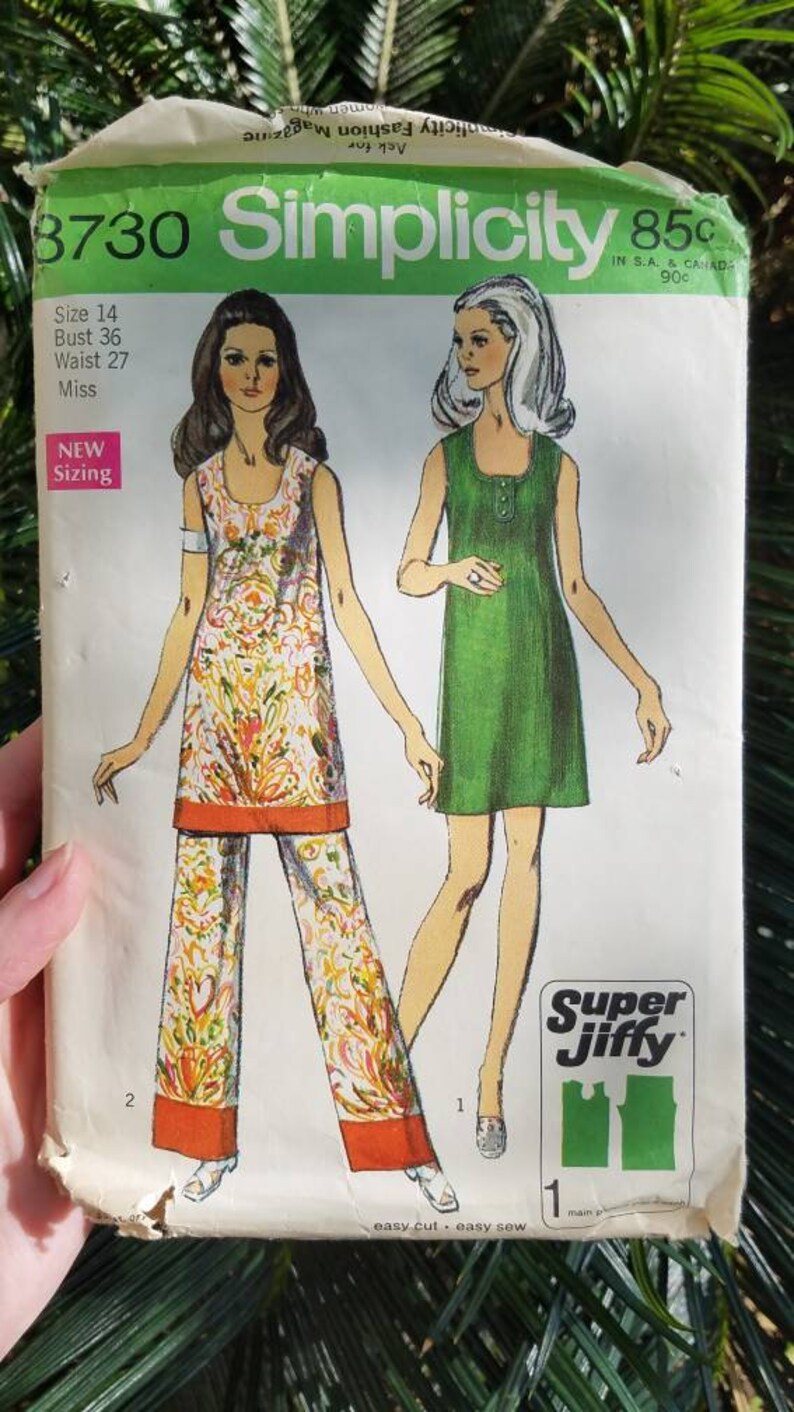 Easy Mini Dress and Pants Vintage 1970 Simplicity Super-jiffy Sewing ...