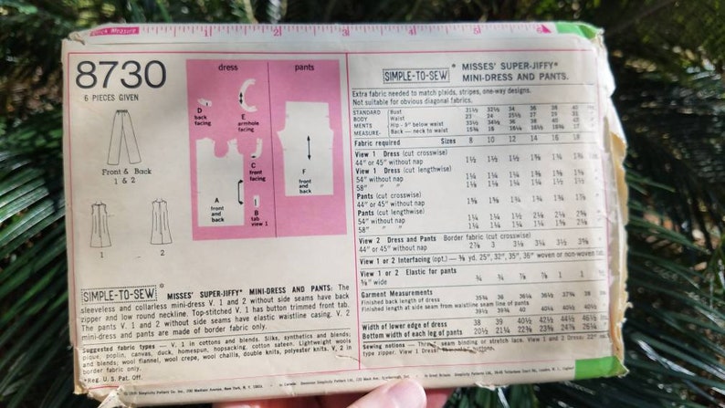 Easy Mini Dress and Pants Vintage 1970 Simplicity Super-jiffy Sewing ...