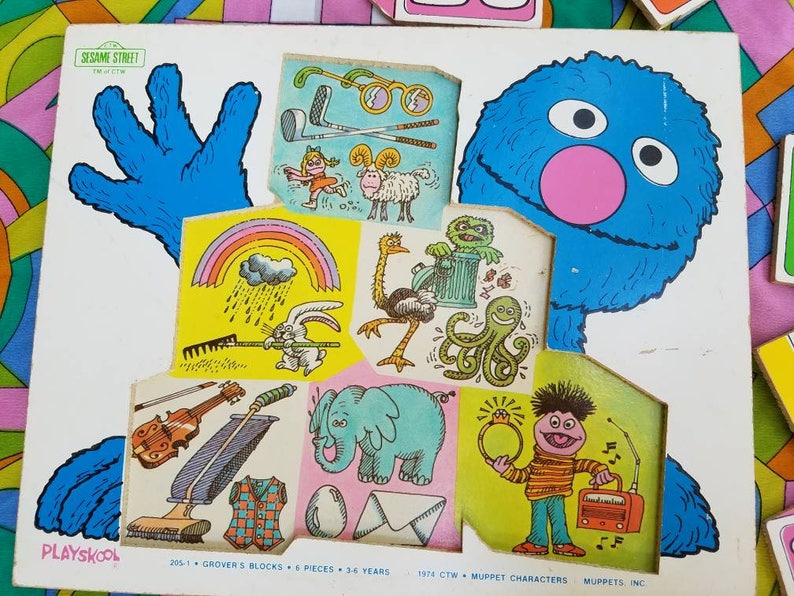 Vintage Grover From Sesame Street Children's Puzzle by | Etsy