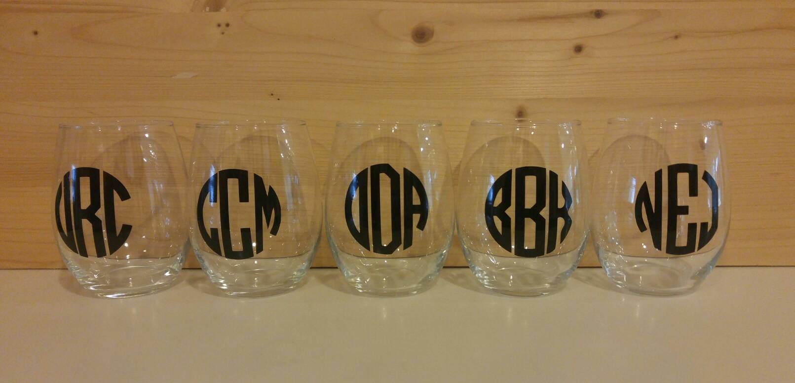 Monogrammed Glass Personalized Initials Monogram Stemmed | Etsy