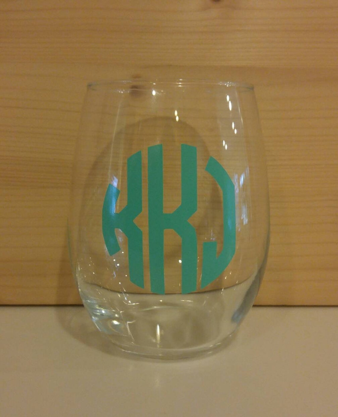 Monogrammed Glass Personalized Initials Monogram Stemmed | Etsy