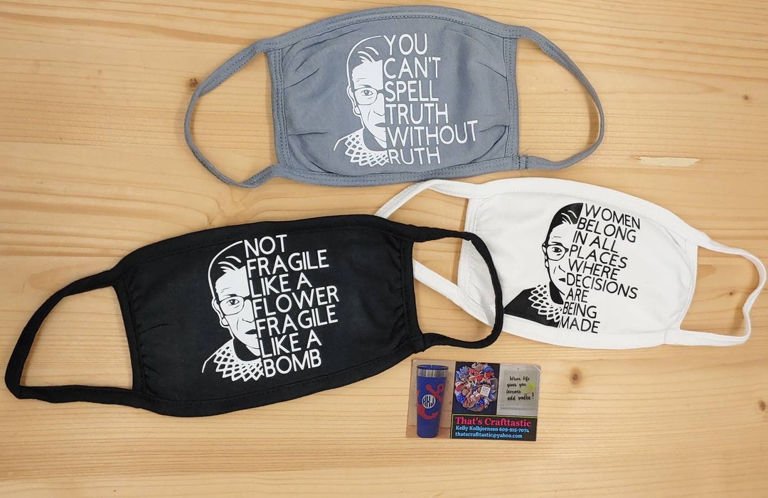 RBG Face Mask, 3 Different Designs to Choose From, Ruth Bader Ginsburg ...