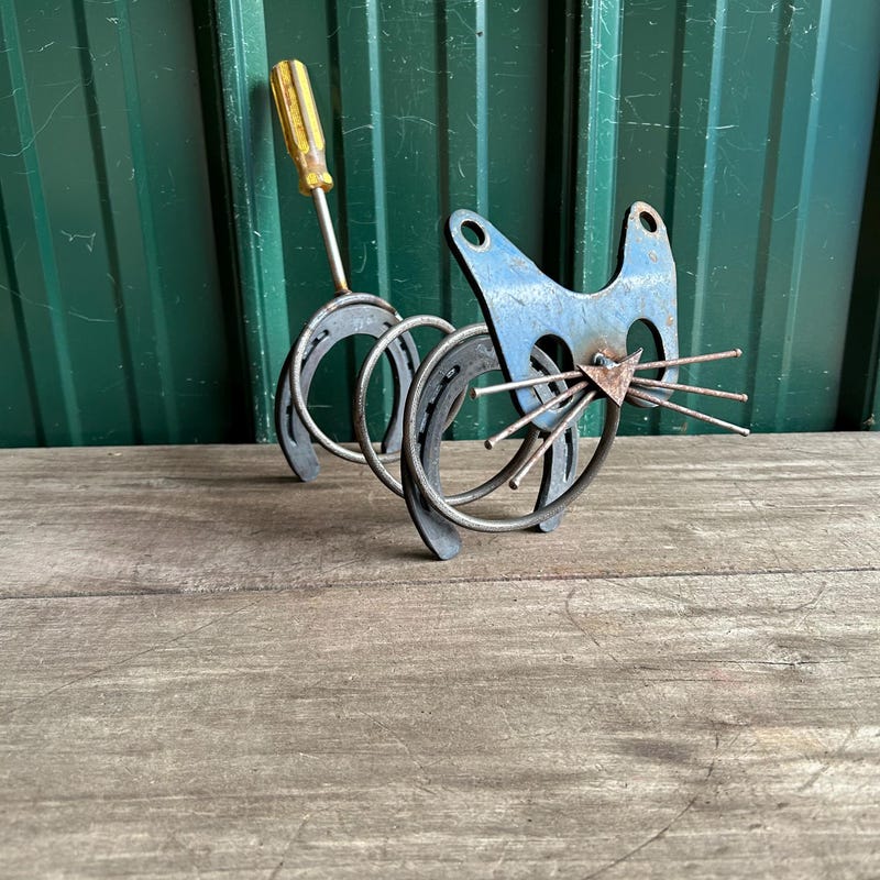 Recycled Metal Cat - Etsy