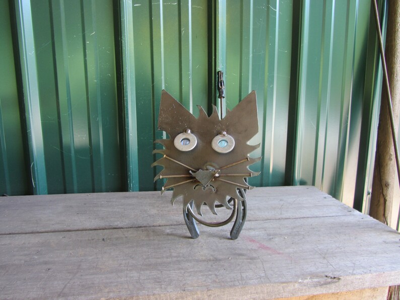 Recycled metal cat | Etsy