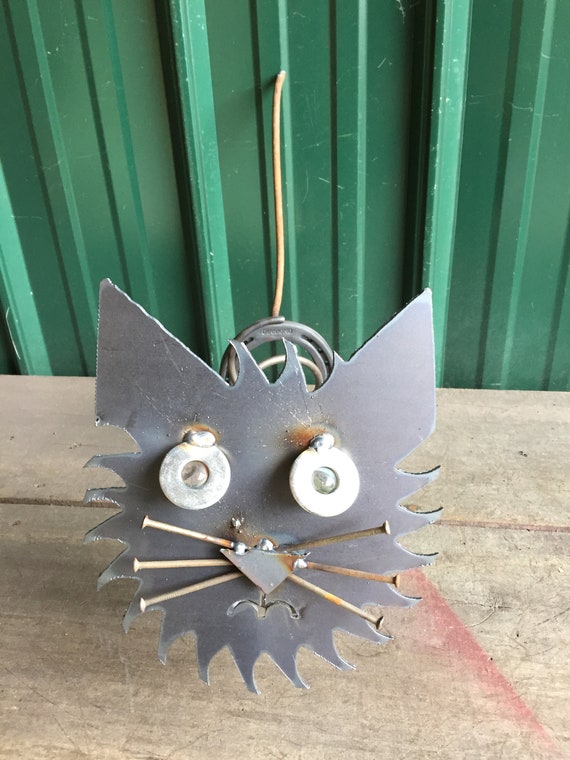 Recycled metal cat | Etsy