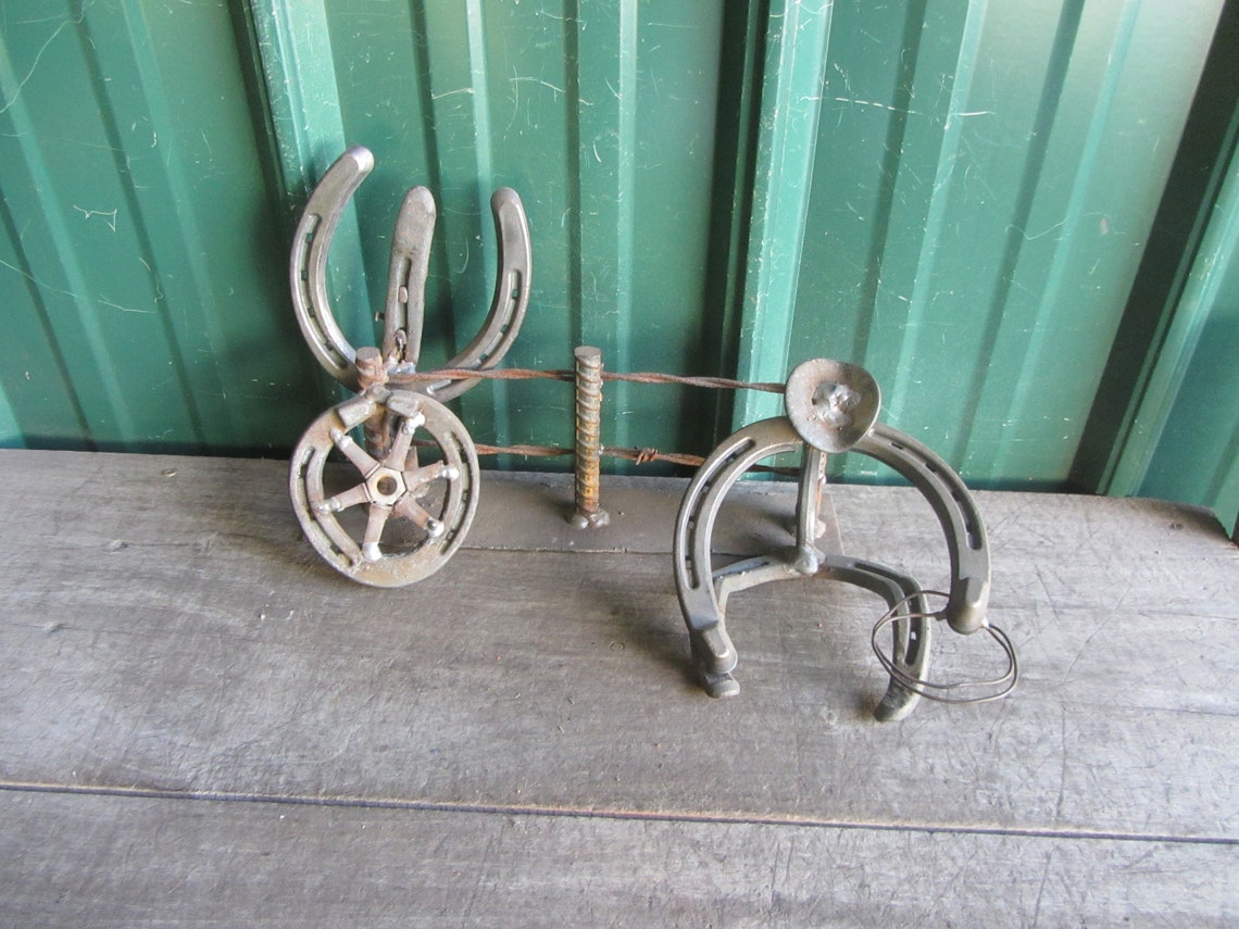 Horseshoe Cowboy Scene With Wagon Wheel and Cactus - Etsy