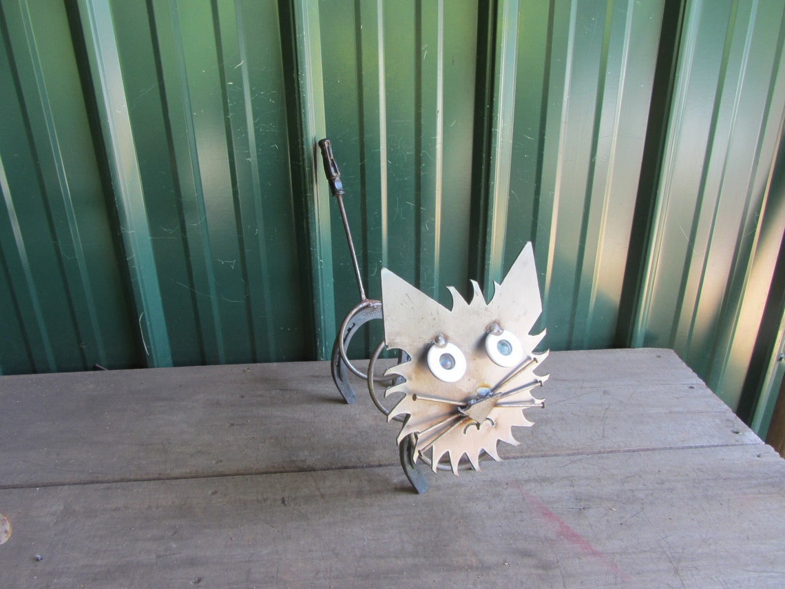 Recycled metal cat | Etsy