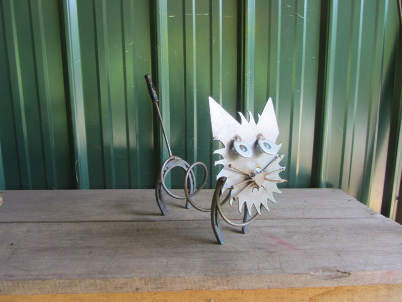 Recycled metal cat | Etsy