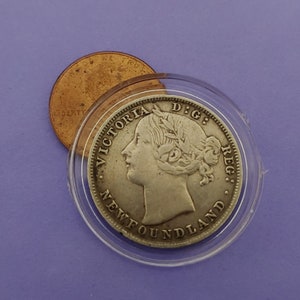 Silver 1894 Newfoundland Canada, 20 Cents Coin, EF Condition, Young Queen Victoria, First ...