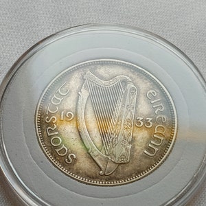 Gem Uncirculated Toned 1933 Ireland Silver Half Crown Horse & Harp ...