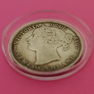 Silver 1894 Newfoundland Canada, 20 Cents Coin, EF Condition, Young Queen Victoria, First ...