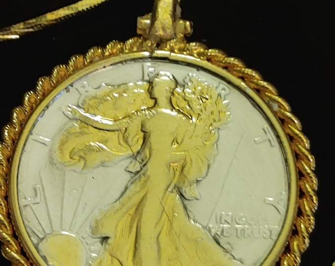Genuine 1946 Americana Walking Liberty Coin Pendant on an 18" 18kgf ...