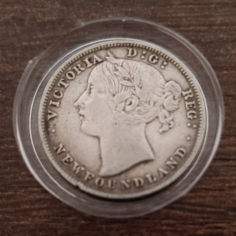 Silver 1894 Newfoundland Canada, 20 Cents Coin, EF Condition, Young Queen Victoria, First ...