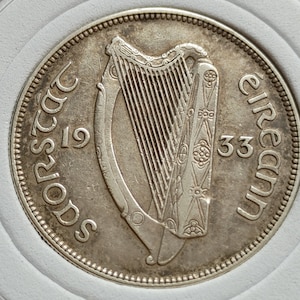 Gem Uncirculated Toned 1933 Ireland Silver Half Crown Horse & Harp ...