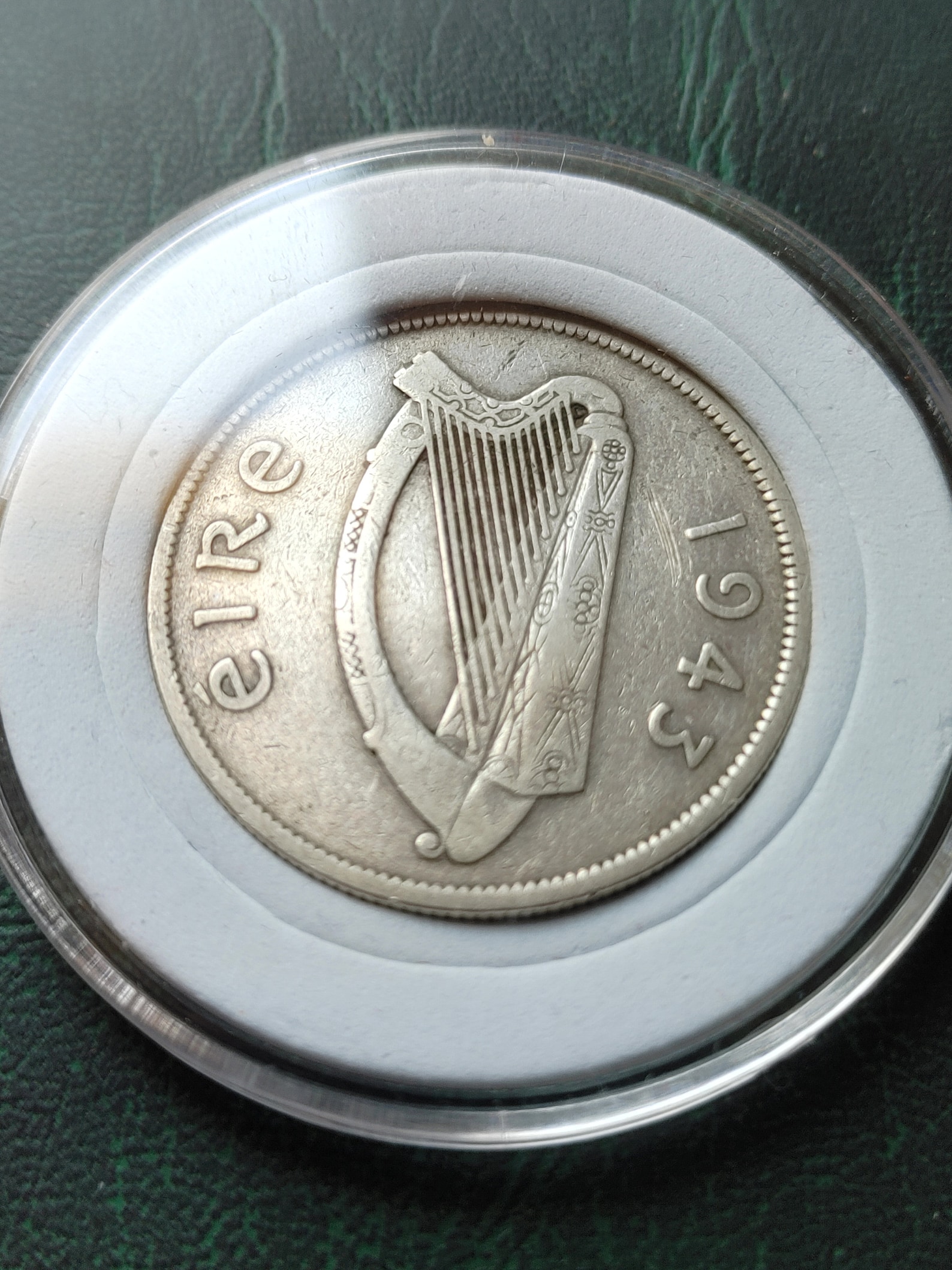 Genuine 1943 Irish Half Crown Silver Composition Low Mintage Finer ...