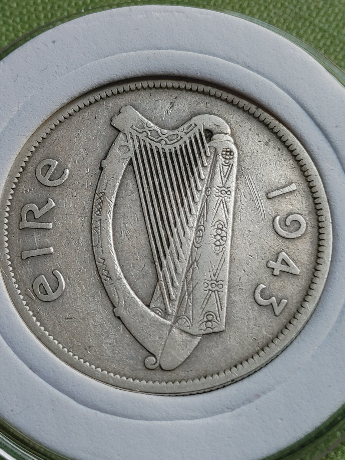 Genuine 1943 Irish Half Crown Silver Composition Low Mintage Finer ...