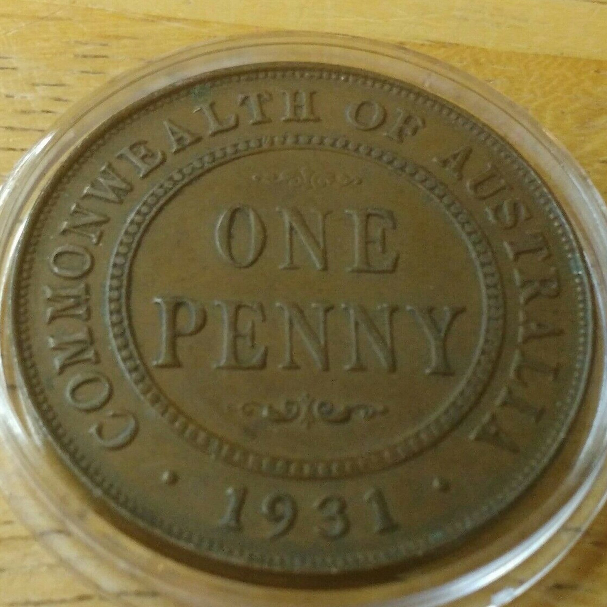 STRONG Example AU 1931 Australia Penny, 8 Pearls NICE Center Diamond ...