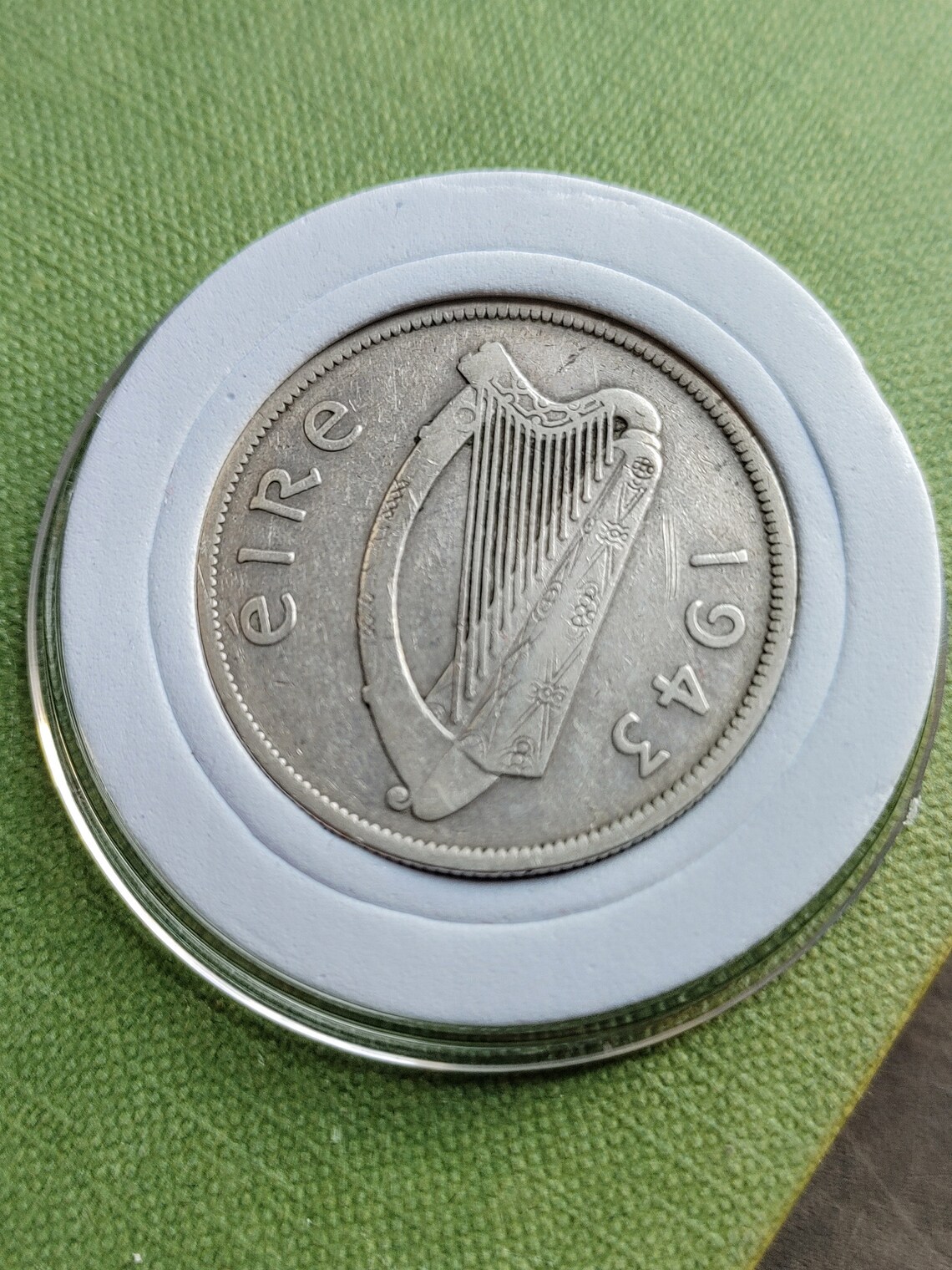 Genuine 1943 Irish Half Crown Silver Composition Low Mintage Finer ...