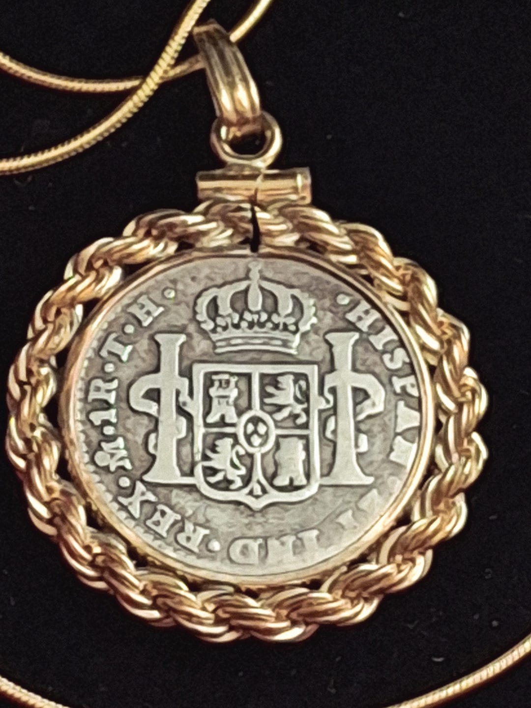 1807 Spanish Mexico Silver Reale Coin Pendant: Gold Filled Sterling ...