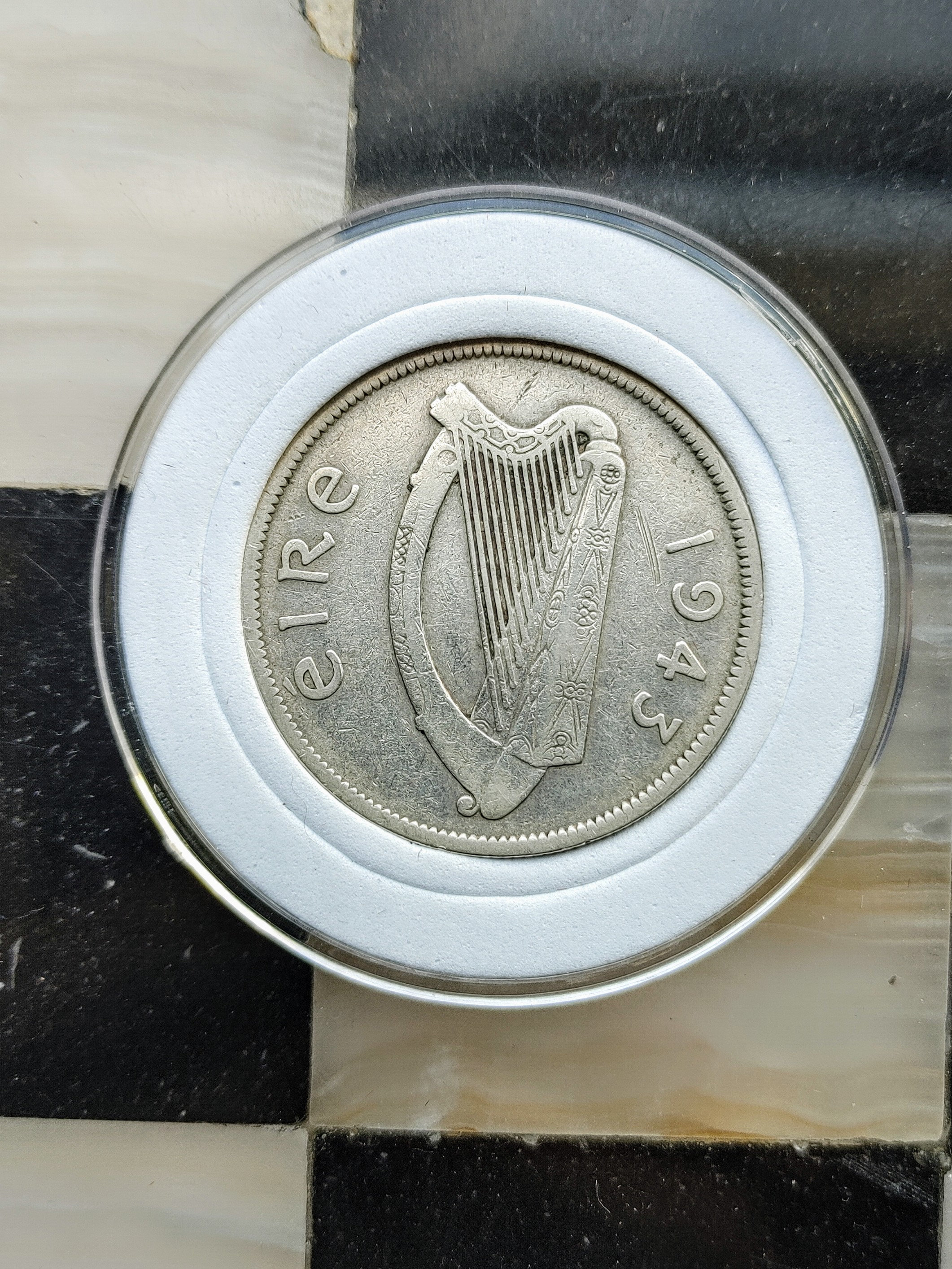 Genuine 1943 Irish Half Crown Silver Composition Low Mintage Finer ...
